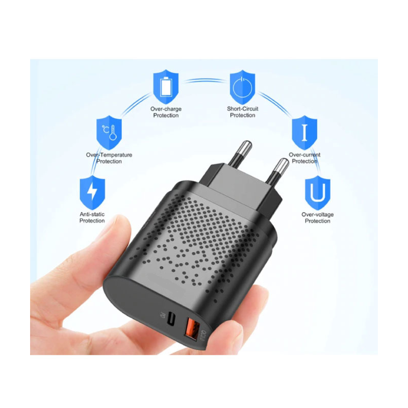 DrPhone HALO-N4 – 2 Poorts Oplader met USB-C PD + QC 3.0 Qualcomm 3.0